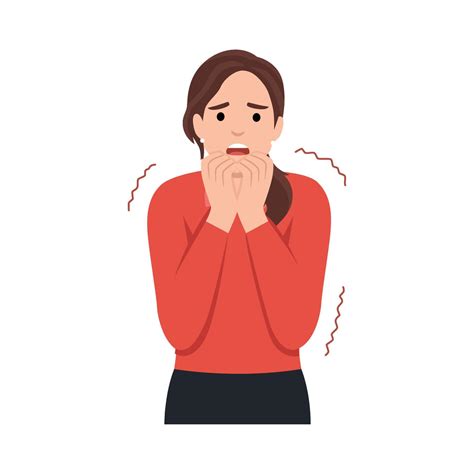 Afraid Scared Woman With Shock Expression On Face Vector Illustration