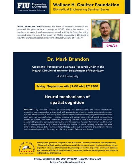 Join Us Friday September 6 When Bmes Coulter Foundation Seminar Series Welcomes Associate