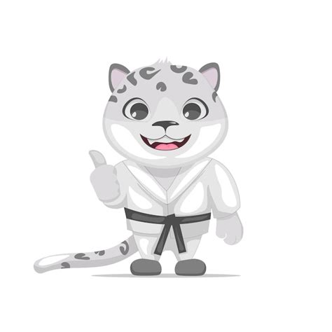 Premium Vector Snow Leopard Chartoon Character Karate