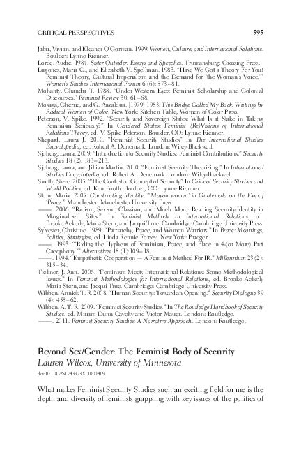Pdf Beyond Sexgender The Feminist Body Of Security