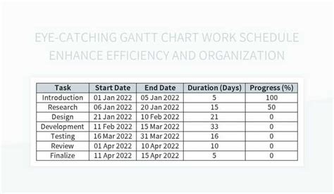 Eye Catching Gantt Chart Work Schedule Enhance Efficiency And