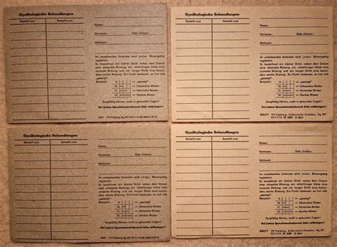 Gynäkologische Behandlungs Karten Der Ddr Bzw Ddr Regelkalender In Mecklenburg Vorpommern