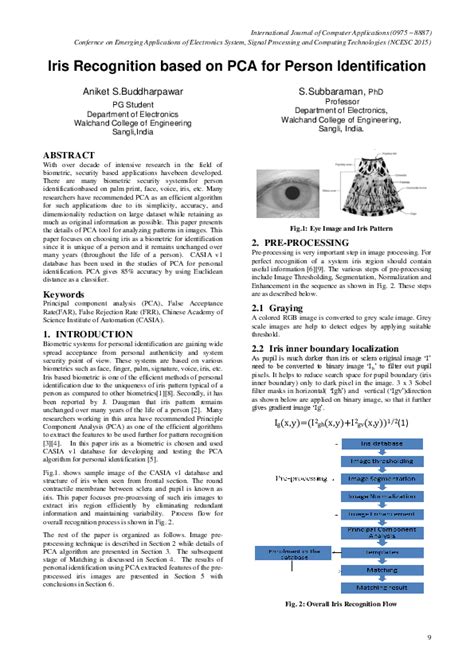 Pdf Iris Recognition Based On Pca For Person Identification
