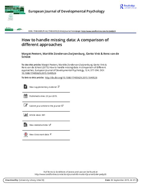 Pdf How To Handle Missing Data A Comparison Of Different Approaches