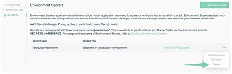 Environment Secrets · Stackery Documentation