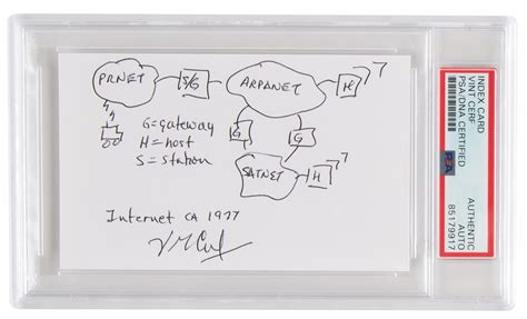 Vint Cerf Original Sketch Of Internet Ca 1977 Rr Auction