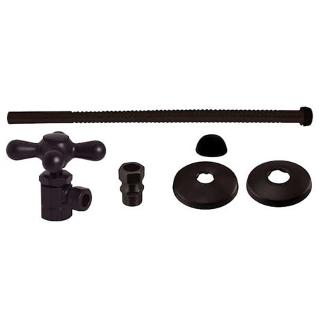 Westbrass Toilet Kit With Cross Handle Angle Stop Valve 12 In Corrugated Riser And Compression