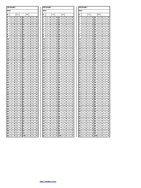 30 50 100 Soruluk Optik Formlar İndİr Pdf