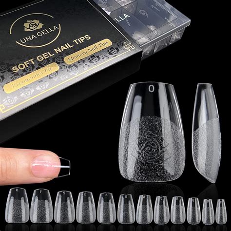 Una Gella Soft Gel Nails Tips Pre File 600 Short Coffin