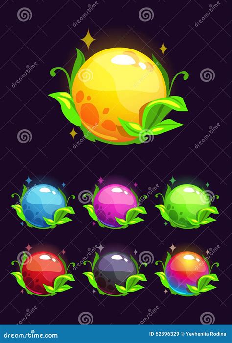 Beautiful Colorful Shiny Nature Elements Stock Illustration Illustration Of Items Cartoon