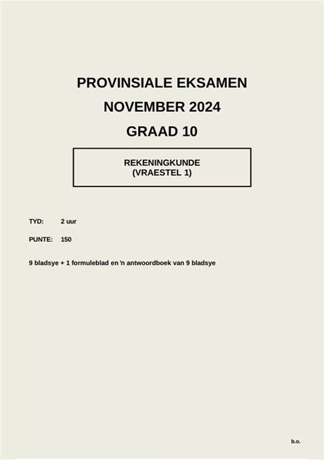 Graad 10 Rekeningkunde Rek November Vraestel 1 En Memo 2024