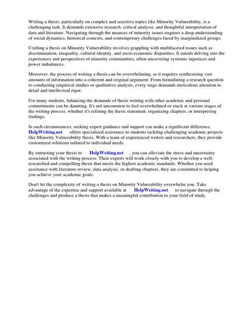 Minority Vulnerability Thesis Pdf Immigration Social Exclusion