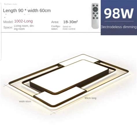 Modern Led Ceiling Light Dimmable With Remote Black Square Ceiling Lamp For Living Bedroom