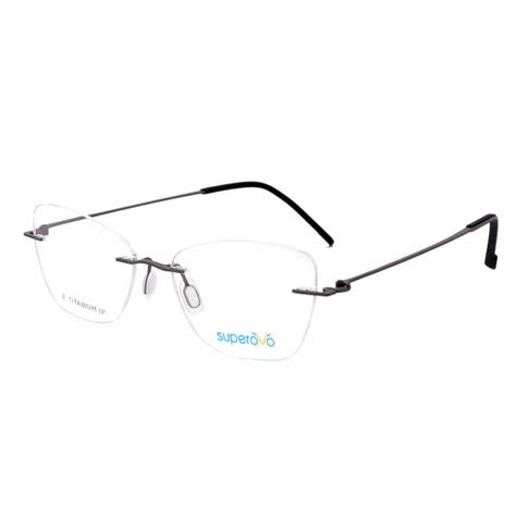 Luxury Rectangle Titanium Rimless Eyeglass Frames Fashionable Classic