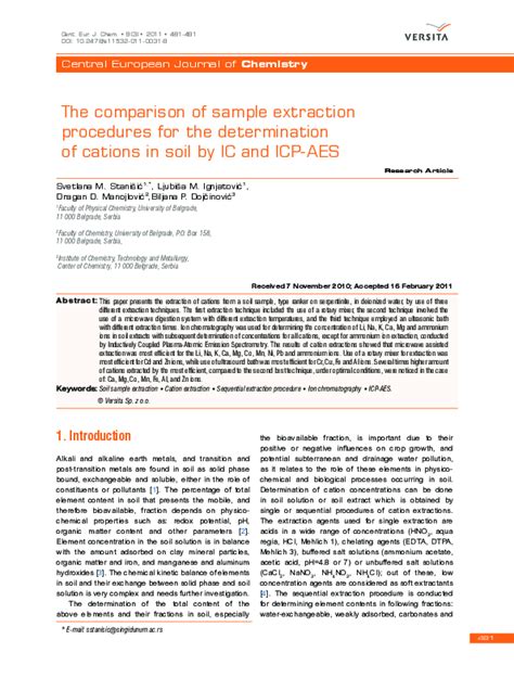 Pdf The Comparison Of Sample Extraction Procedures For The