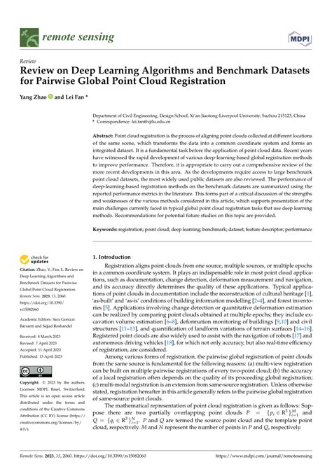 Pdf Review On Deep Learning Algorithms And Benchmark Datasets For Pairwise Global Point Cloud
