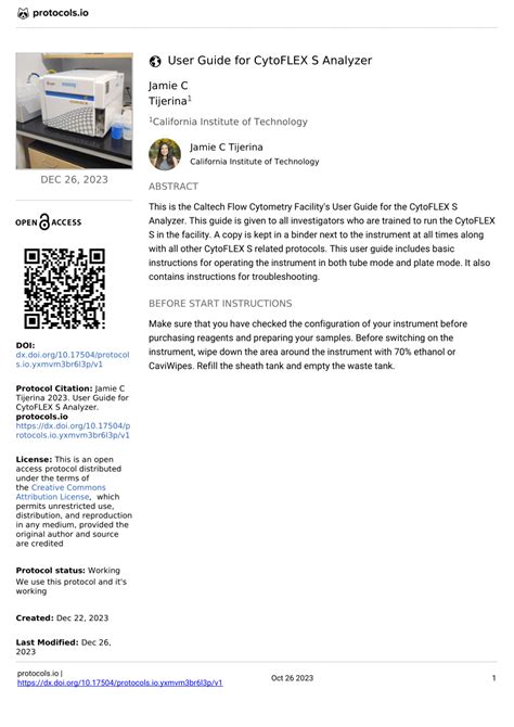 Pdf User Guide For Cytoflex S Analyzer V1
