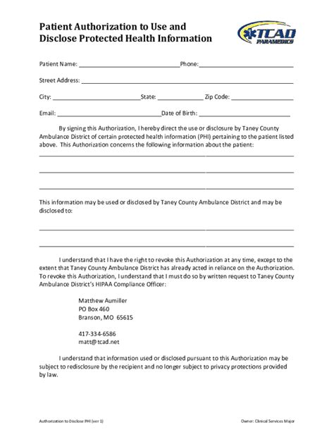 Fillable Online Patient Authorization To Use And Fax Email Print