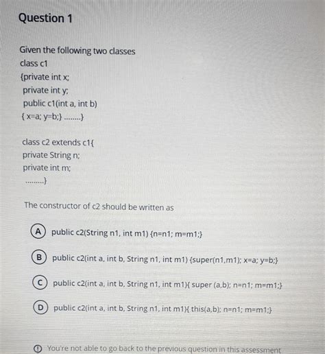 Solved Question 1 Given The Following Two Classes Class 1