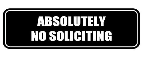 Absolutely No Soliciting Acrylic Sign For Office Door Wall Home And