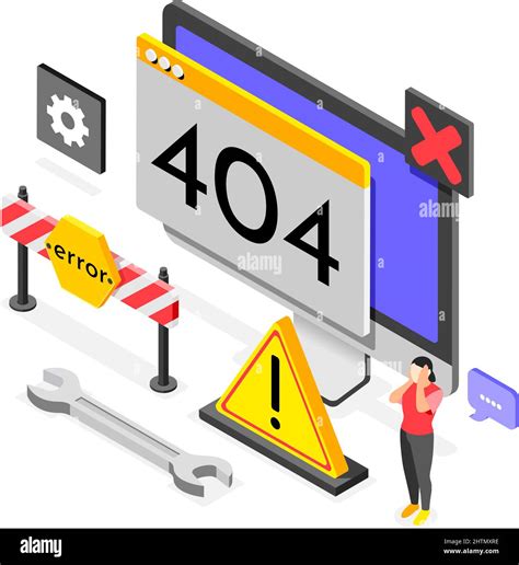Error Colored Isometric Composition Signs Tools And Materials For Solving Problems And Errors On
