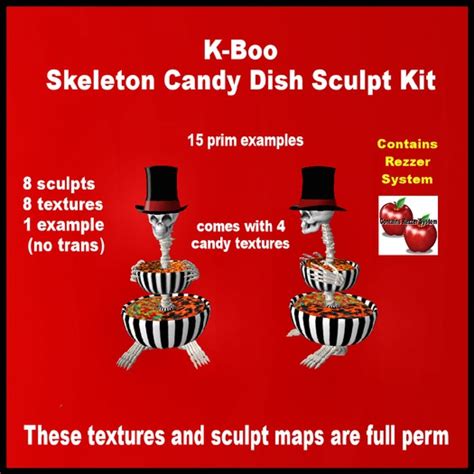 Second Life Marketplace K Boo Skeleton Candy Dish Sculpt Kit