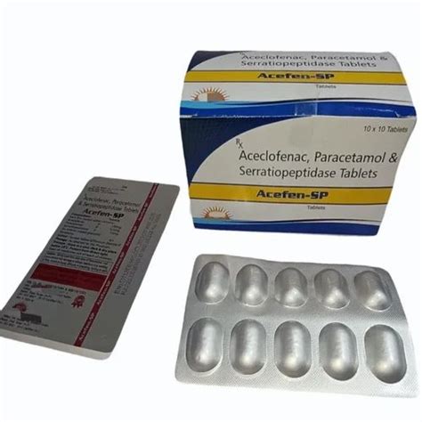 Acefen Sp Aceclofenac Paracetamol Serratiopeptidase Tablet At ₹ 300strip Nagpur Id