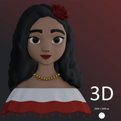 Premium Psd Psd Mexican Girl Portrait 3d Illustration
