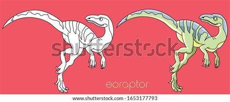Eoraptor Dinosaur Drawing Cartoon Illustration Stock Illustration