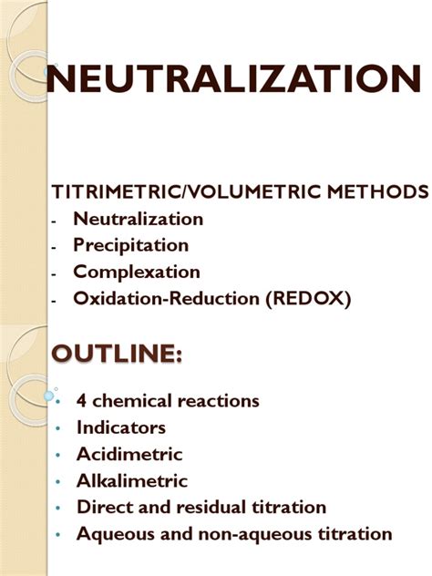 Week 6b Neutralization Pdf Titration Chemistry
