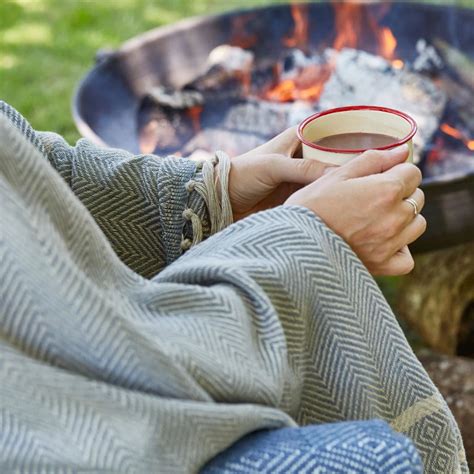 Cassis Blue Throw French Linen Collection Weaver Green