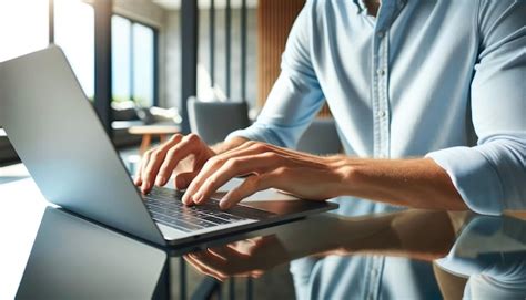 Premium Photo Close Up Of A Man Hands Typing On A Laptop Keyboard