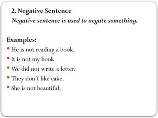Kinds Of Sentences With Example Of Sentences Pptx