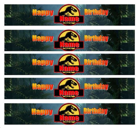 Jurassic Park Water Bottle Labels Dinosaur Water Bottle Labels
