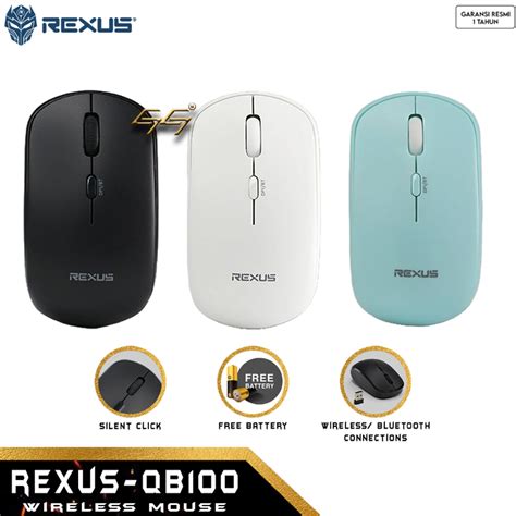 Jual Rexus Qb100 Qb 100 Qb 100 Mouse Office Wireless Bluetooth Silent Click Shopee Indonesia