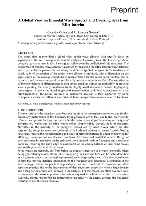 Pdf A Global View On Bimodal Wave Spectra And Crossing Seas From Era