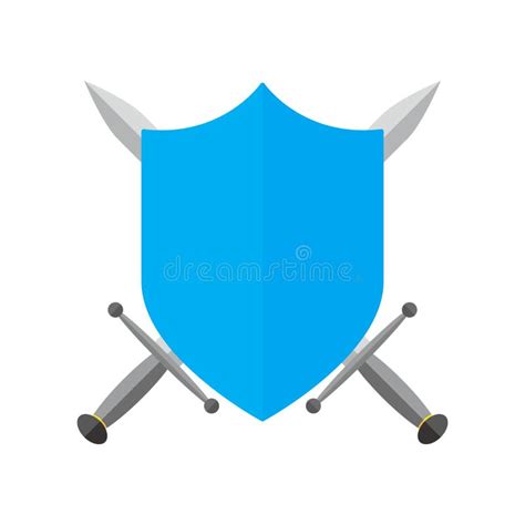 Shield And Swords In Flat Design Vector Illustration Stock