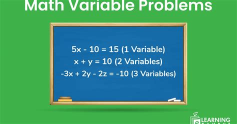 Math Variable Problems With Answerspractice Problems Equation