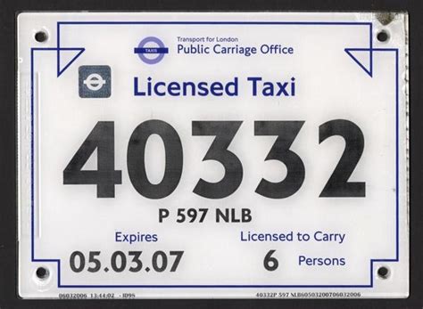 Licence Plate Taxi Licence Plate Number 40332 As Issued By The Public