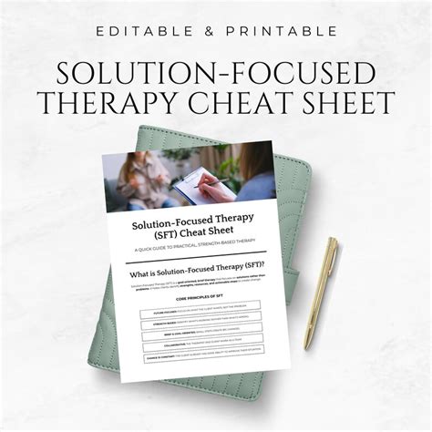 Solution Focused Therapy Cheat Sheet Template Printable Counseling