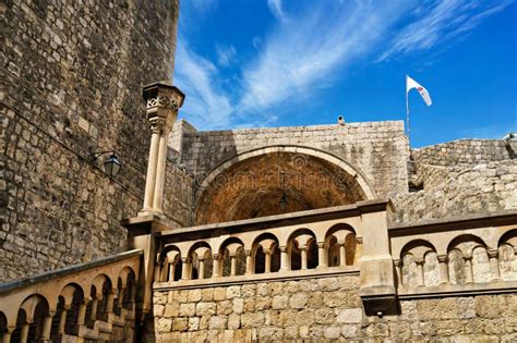 Gate And Medieval Walls Of The Ancient City Walls Of Dubrovnik Unesco
