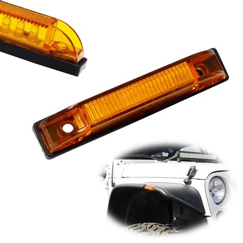 Amber Lens 6 Led Fender Flare Side Marker Lamps For Jeep Wrangler Tj J