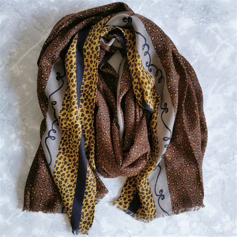 Cheetah Print Viscose Scarf Brown