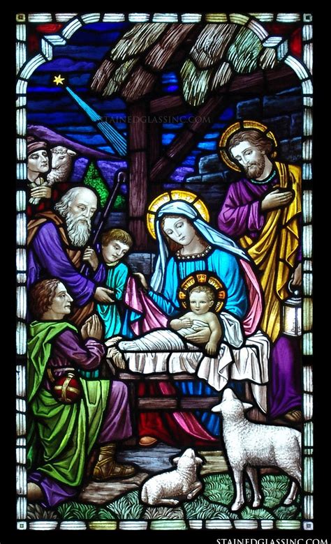 Stained Glass Nativity Scene Pattern