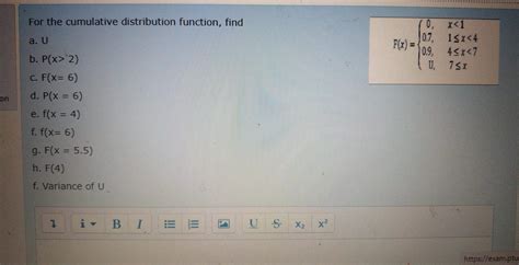 Solved For The Cumulative Distribution Function Finda