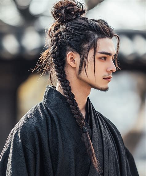 Samurai Hairstyle Men Braided Samurai Knot Long Hair Styles Men Mens Hairstyles Traditional