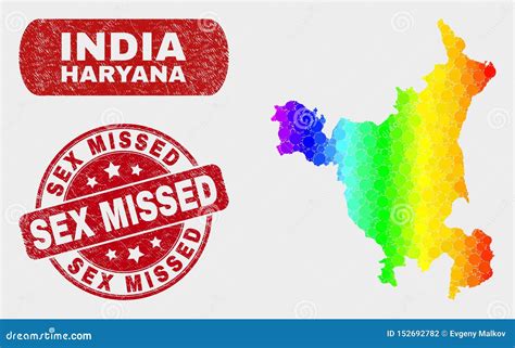 Spectrum Mosaic Haryana State Map And Scratched Sex Missed Stamp Seal