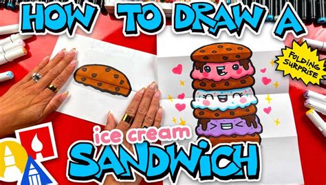 How To Draw An Ice Cream Sandwich Tower Folding Surprise