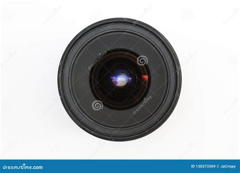 Close Up Of Camera Lens Front Element On White Background Photo Stock