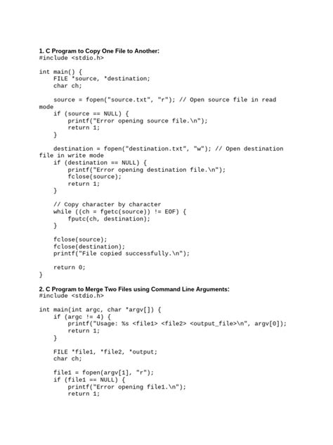 Write A C Program To Copy One File To Another Pdf Computer